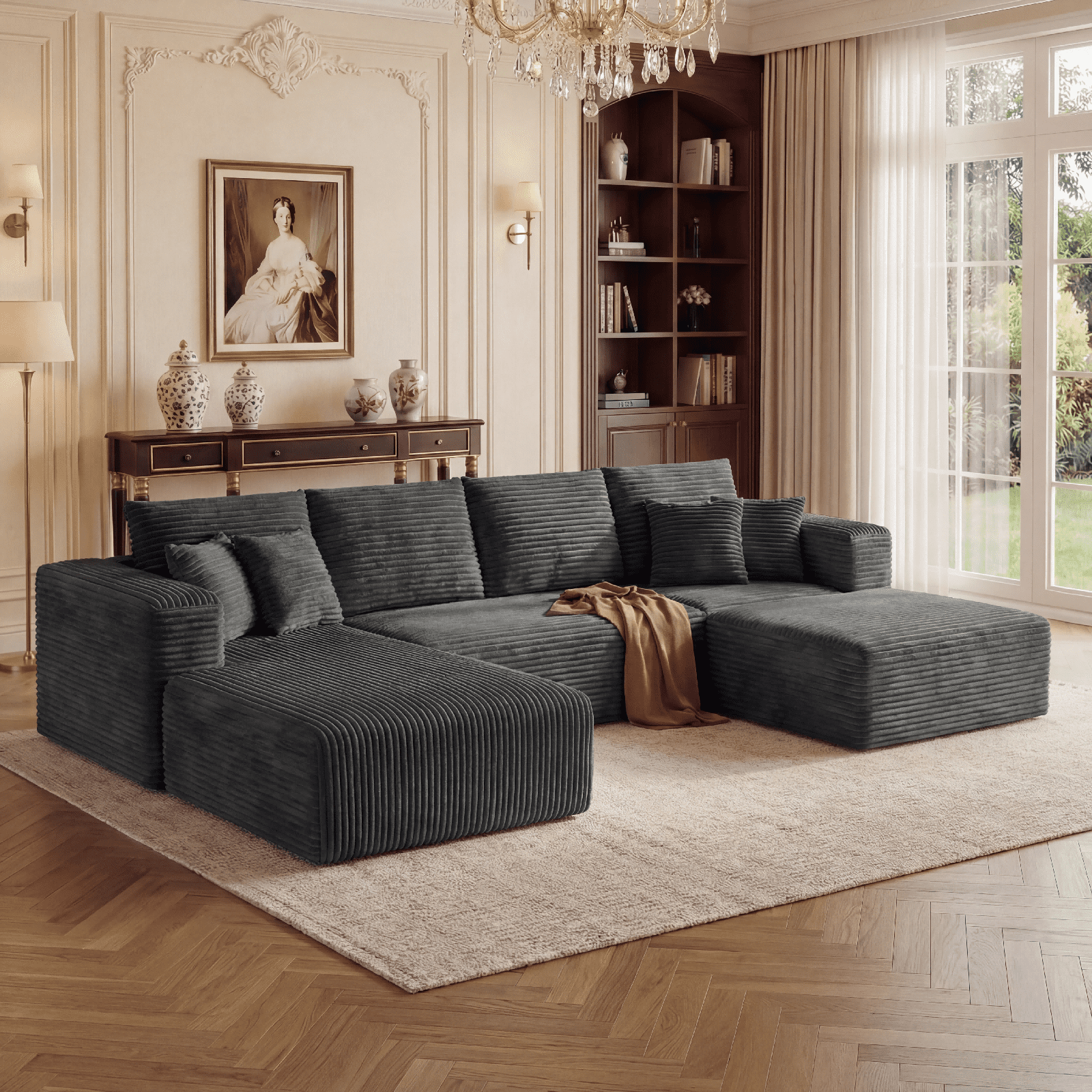 Cubente 134.7" Modular Cloud Sectional Sofa, Cloud Boneless Couch No ...