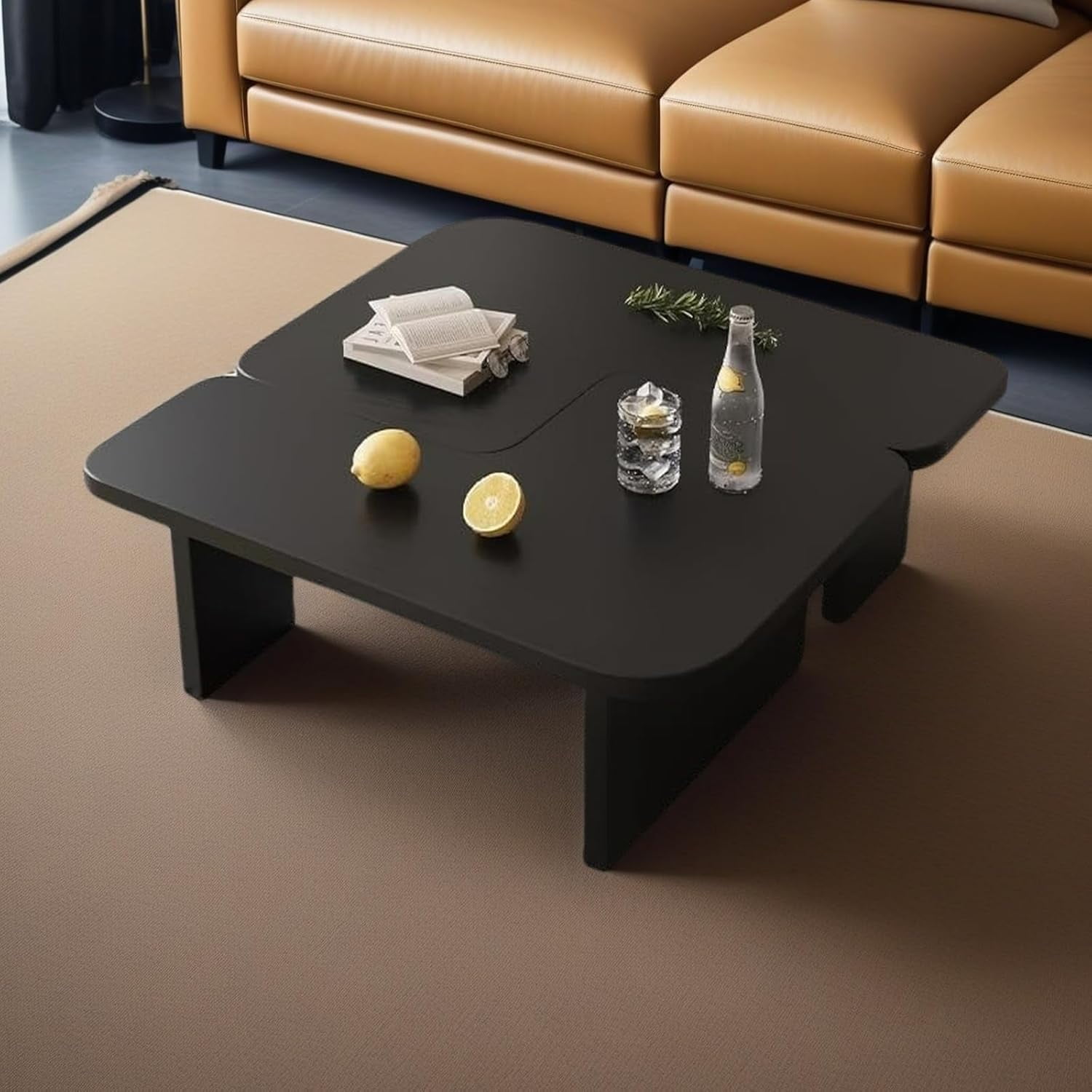 Modular Coffee Table Set of 2 L-Shaped Nesting Coffee Table, Simple ...