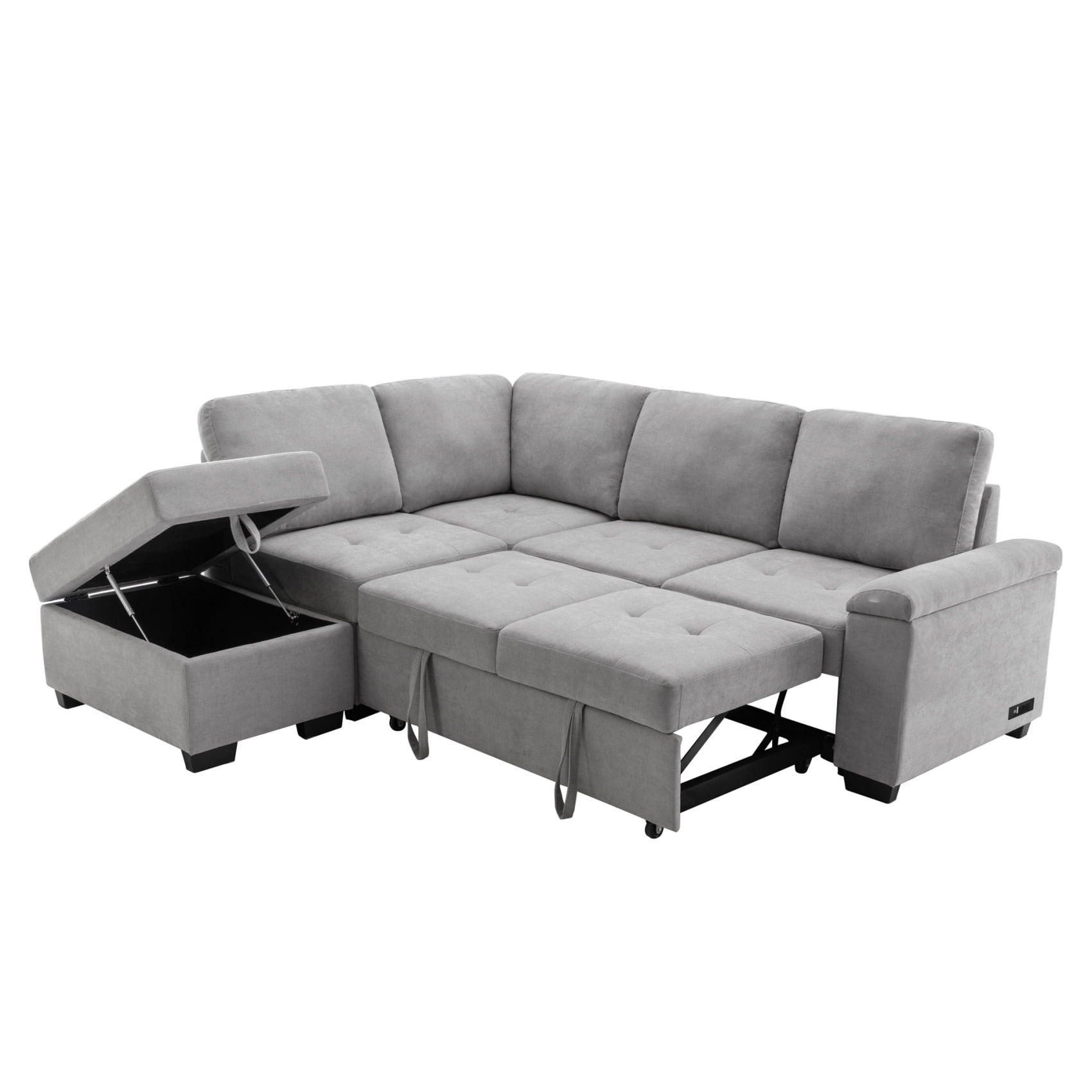 Modular Convertible Sectional Sleeper Sofa Couch, Futon L Shaped Couch ...