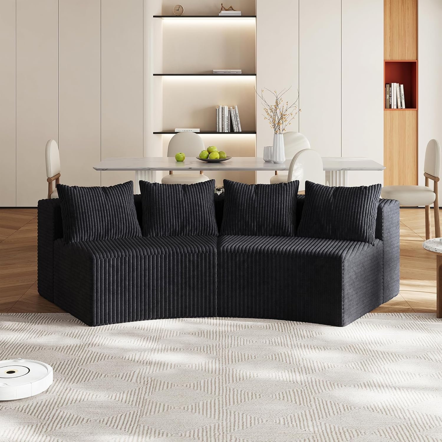 Modular Corduroy Curved Sectional Sofa Couch for Living Room,Corduroy ...