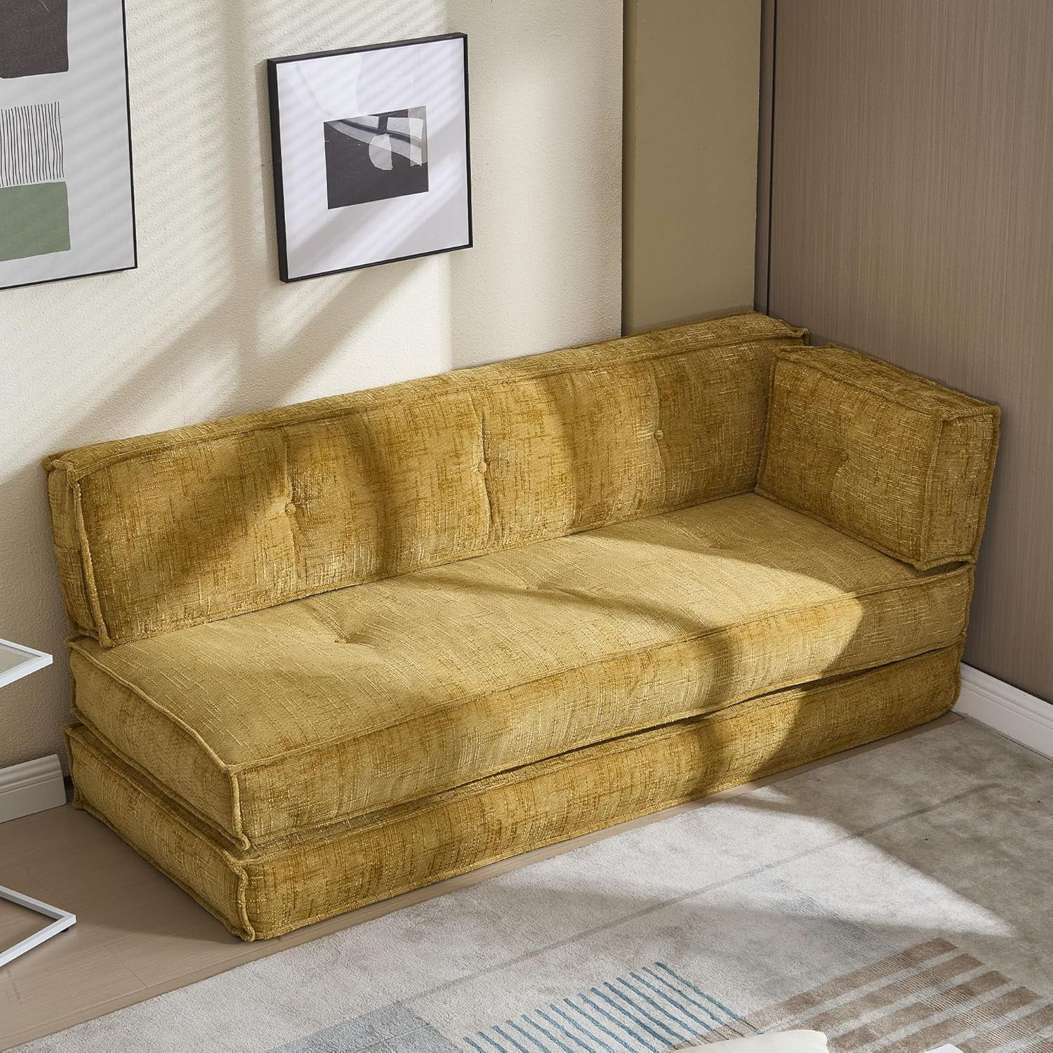 Modular Couch Convertible Sleeper Floor Sofa Bed, Chenille Folding ...
