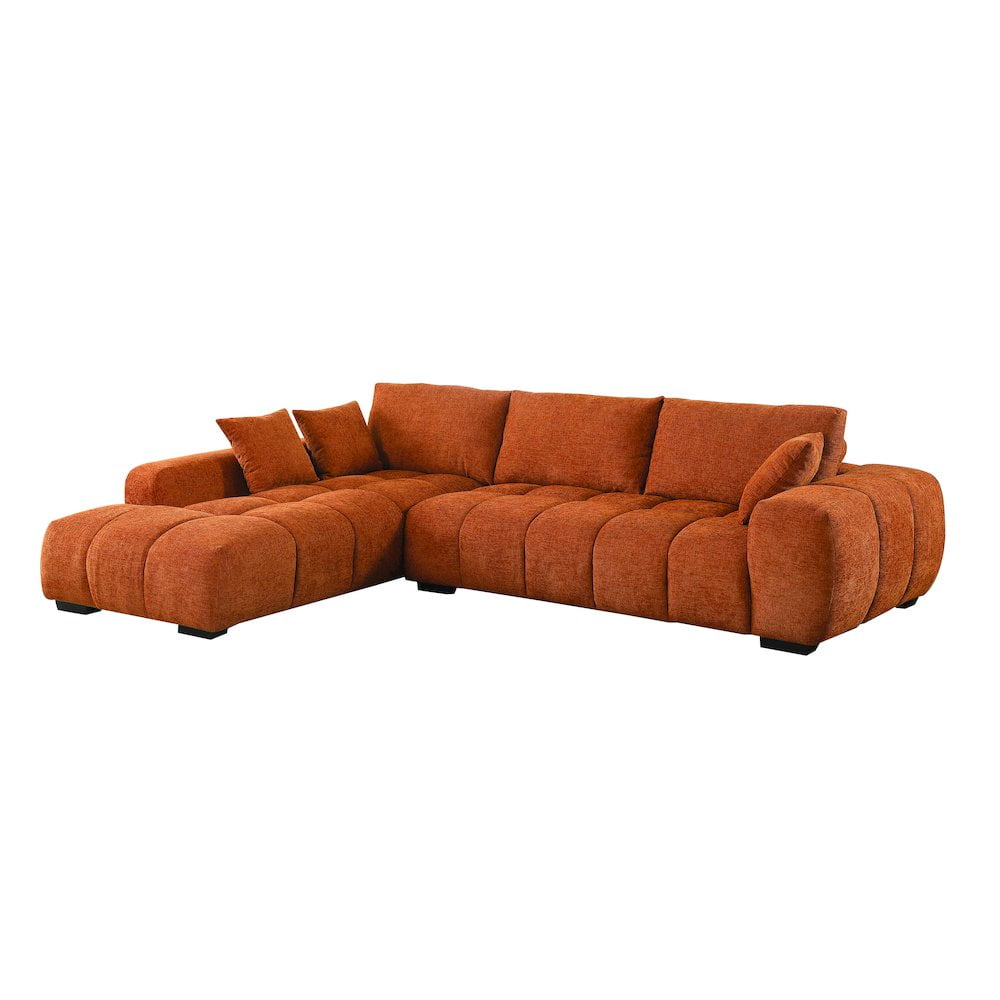 Modular Couch Sofa Chaise Set Chenille Soft Sectionals with Deep Seats Caramel - Walmart.com