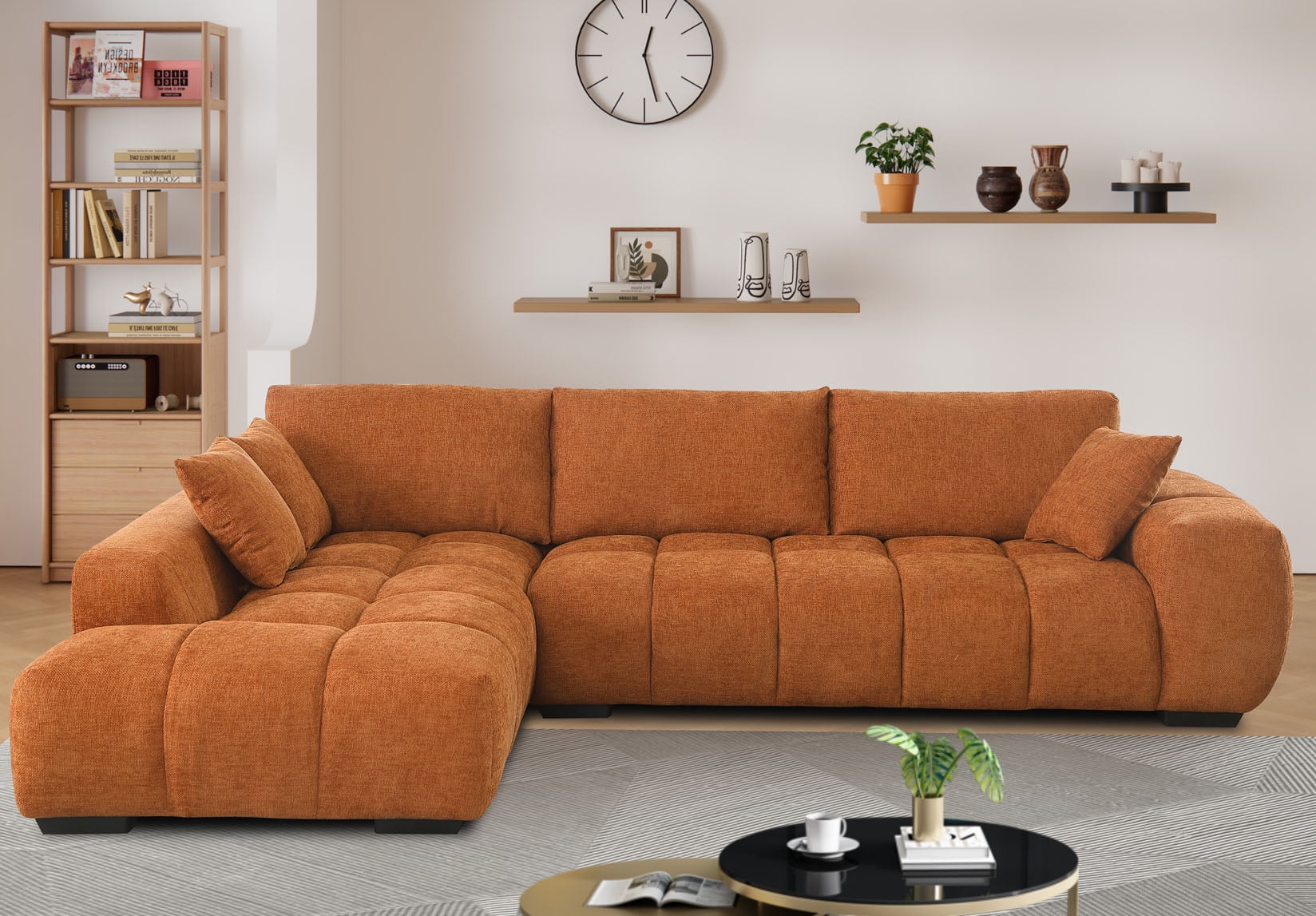 Modular Couch Sofa Chaise Set Chenille Soft Sectionals with Deep Seats Caramel - Walmart.com