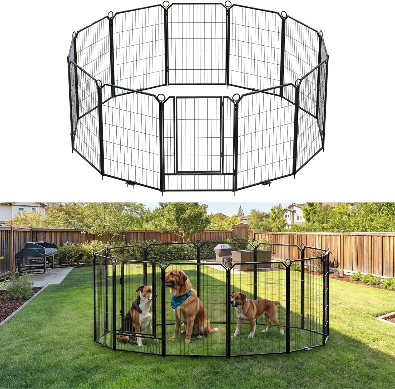Modular Dog Playpen System Pro - 40" H Metal Pet Fence with 360 ...
