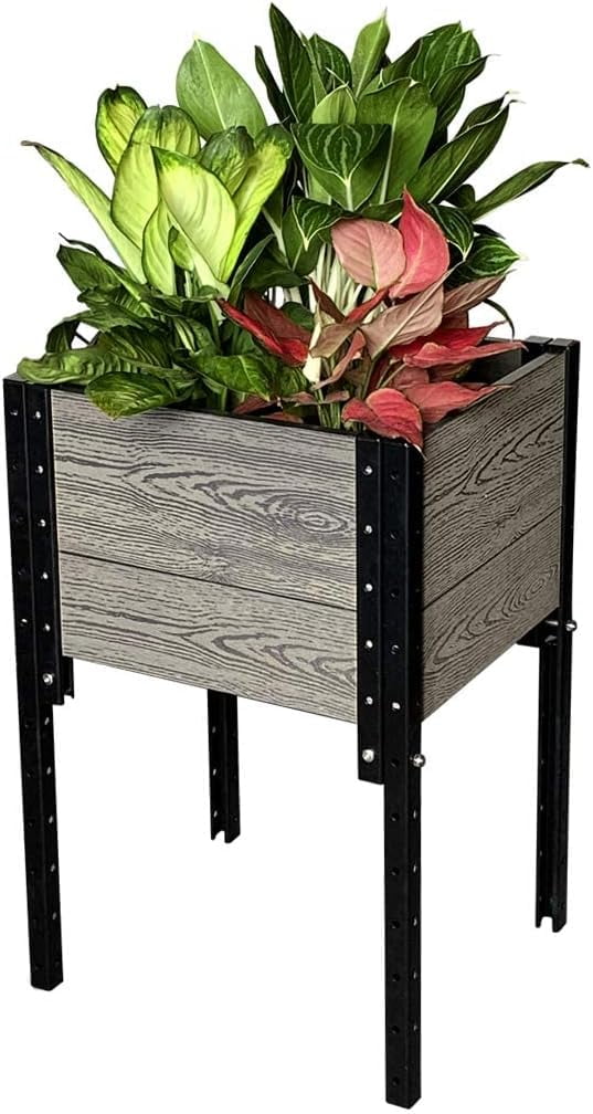 Modular Elevated Wood Plastic Composite Planter Box in Gray 19" D x 17 ...