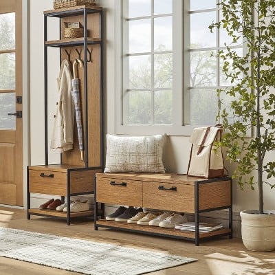 Modular Entryway Storage Bench with Shelving e - Walmart.com