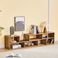 Modular Extendable TV Stand with Open Storage Cubbies, Rustic Wood ...