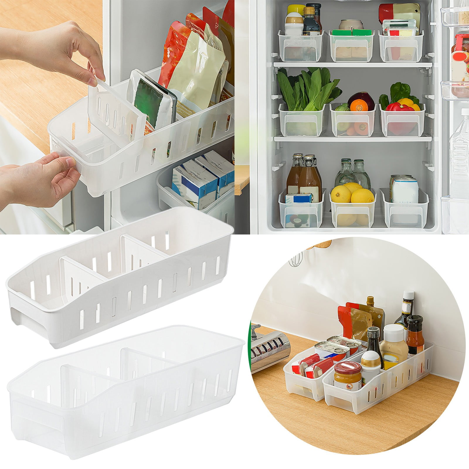 Modular Freezer Storage Box with Dividers & Handles - Stackable Pantry ...