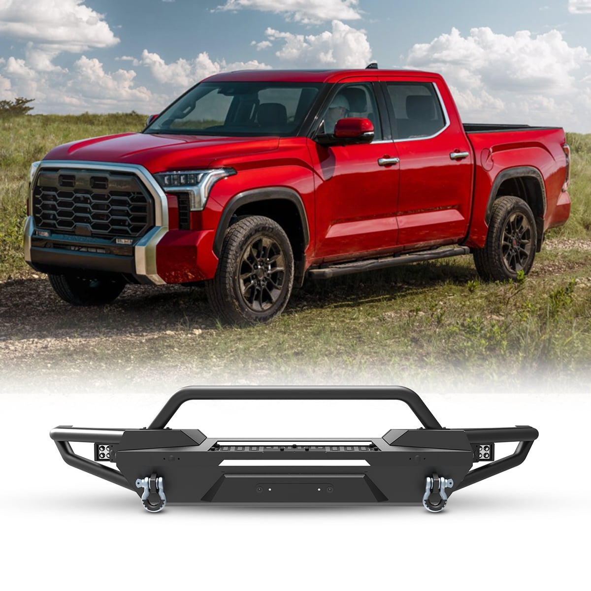 Modular Front Bumper w/2 x Side Wing+Bull Bar For 2022 2023 2024 Toyota ...