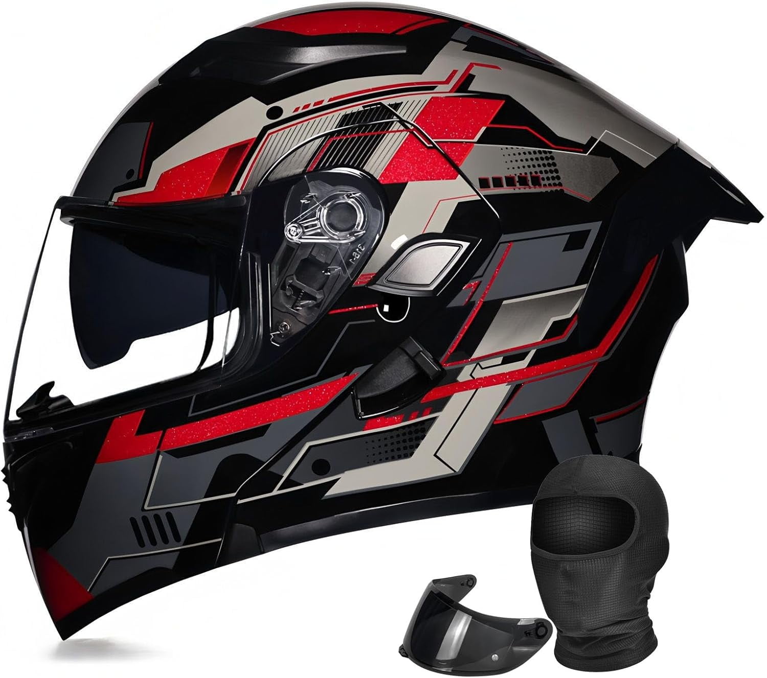 Modular Full Face Motorcycle Generic DOT Approved with Dual Visor Sun ...