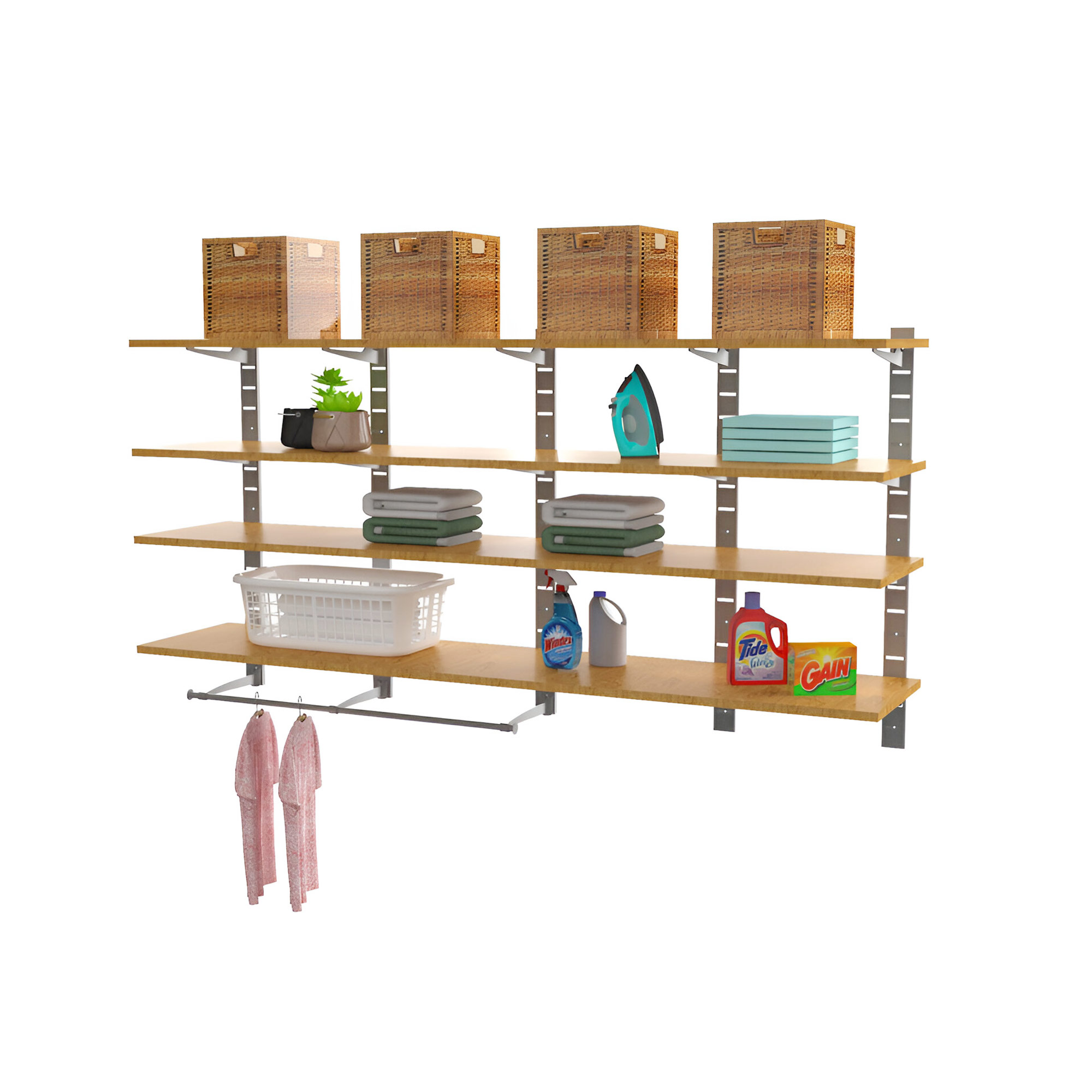 Modular Garage / Laundry Room / Pantry Shelving System 46" High with 8 Shelves 48" Length 20 ...