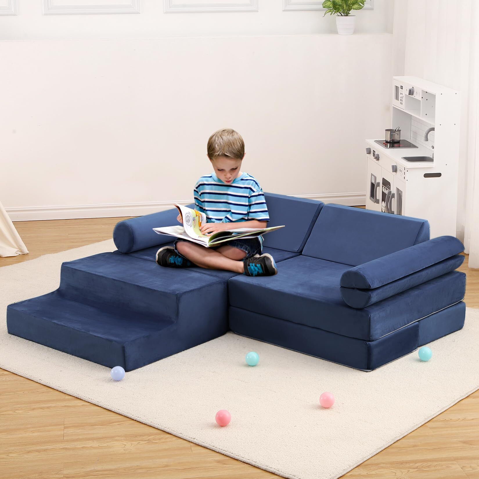 Modular Kids Couch 13PCS Nugget Couch,Toddler Couch for Creative Boys ...