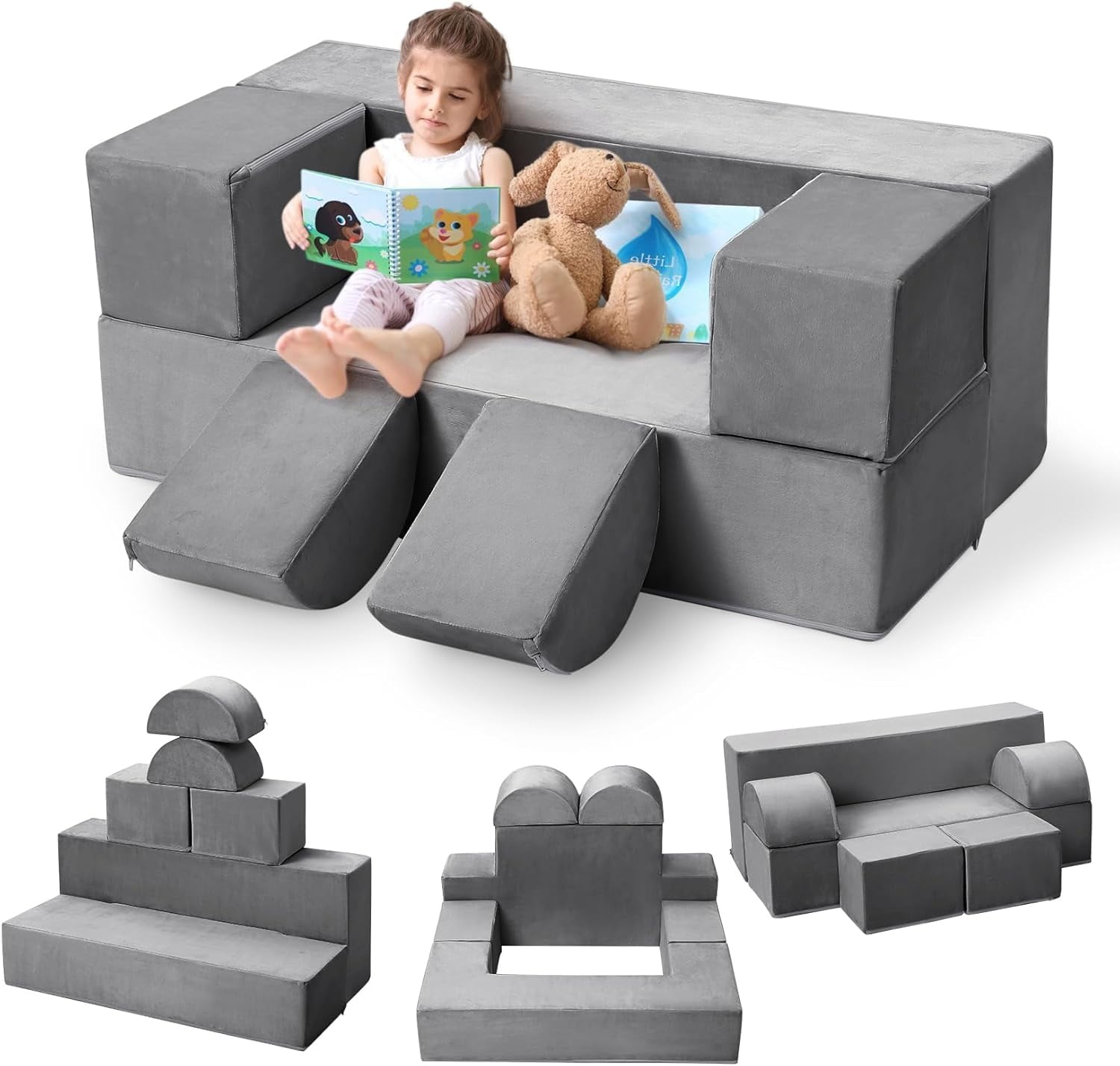 Modular Kids Couch Sofa for Toddlers and Kid's Foam Play Couch ...