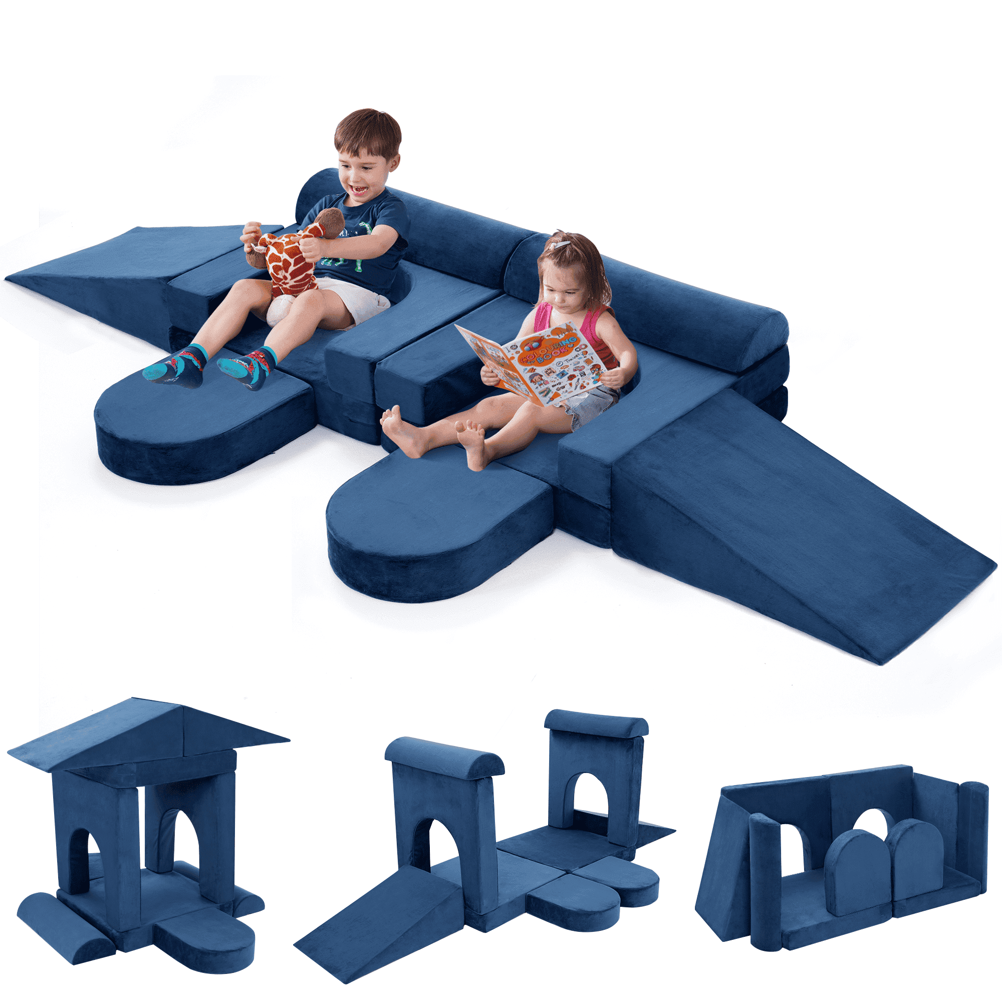 Modular Kids Play Couch 10PCS, 10 in 1 Multifunctional Kids Sofa for ...