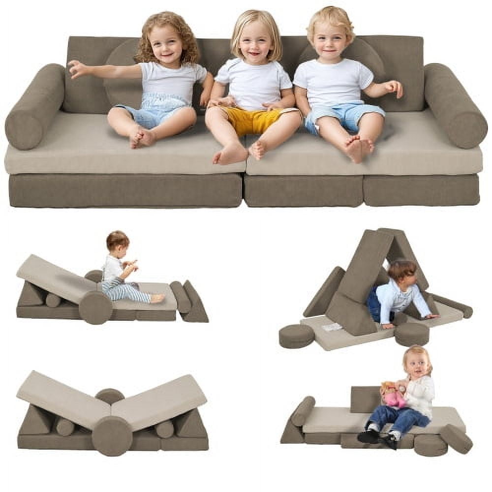 Modular Kids Play Couch, 12 Piece Kids Couch for Playroom Bedroom ...