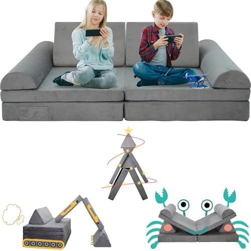 Modular Kids Play Couch 8PCS,Convertible Sofa for Toddler and Baby,Kids ...