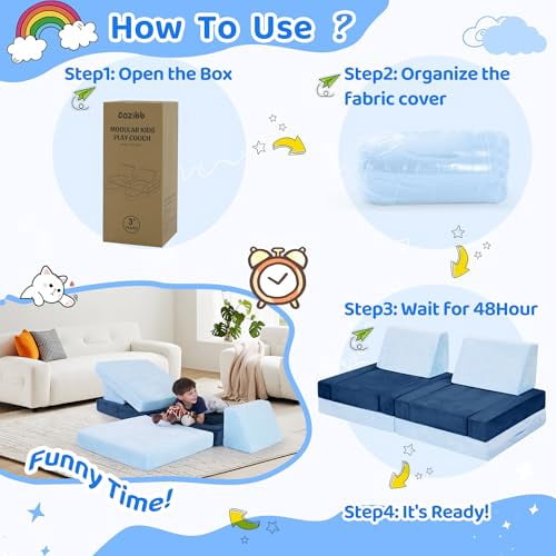 Modular Kids Play Couch Convertible - Toddler & Child Sofa DIY ...