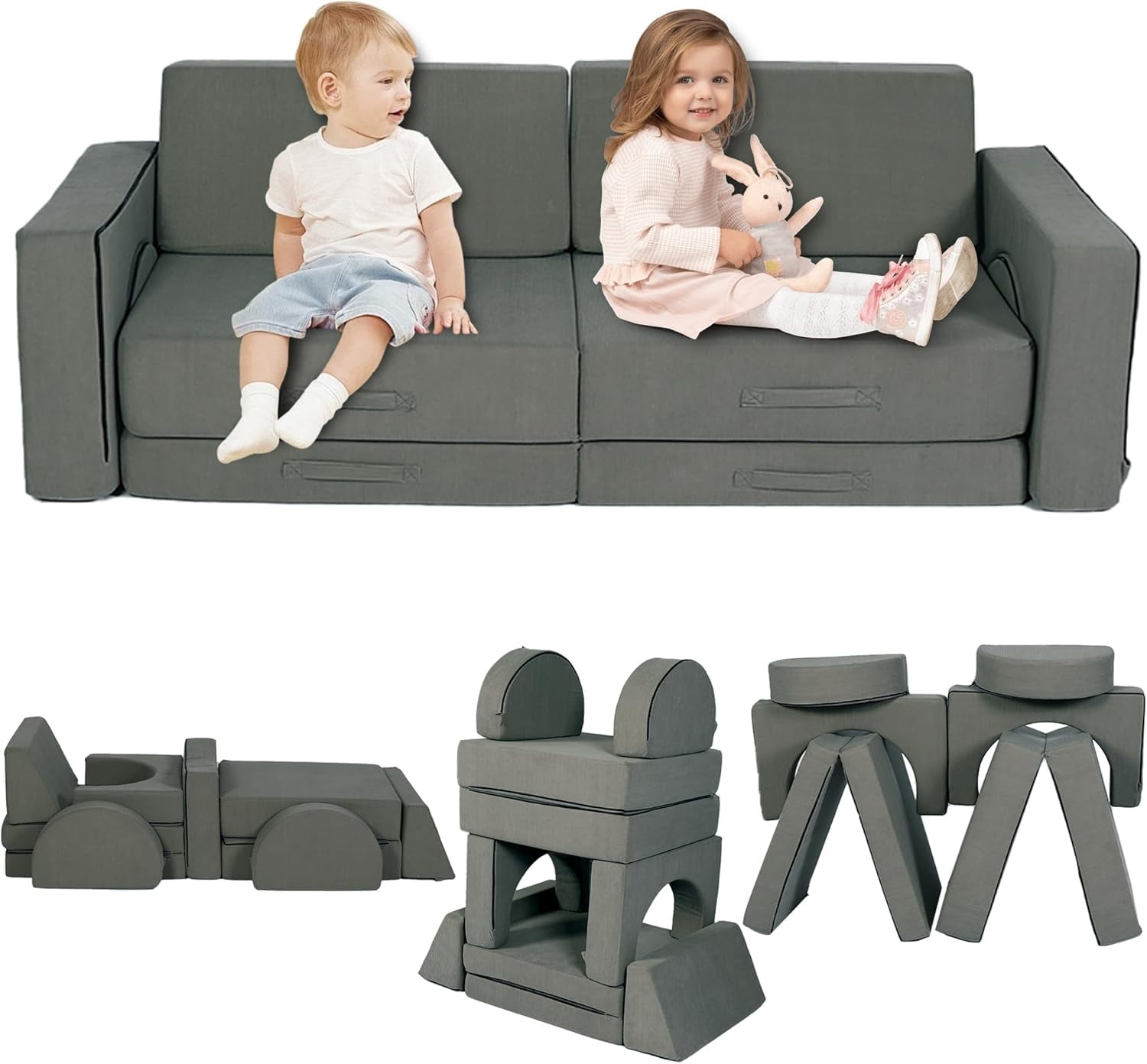 Modular Kids Play Couch, Modular Toddlers Couch for Playroom Bedroom ...
