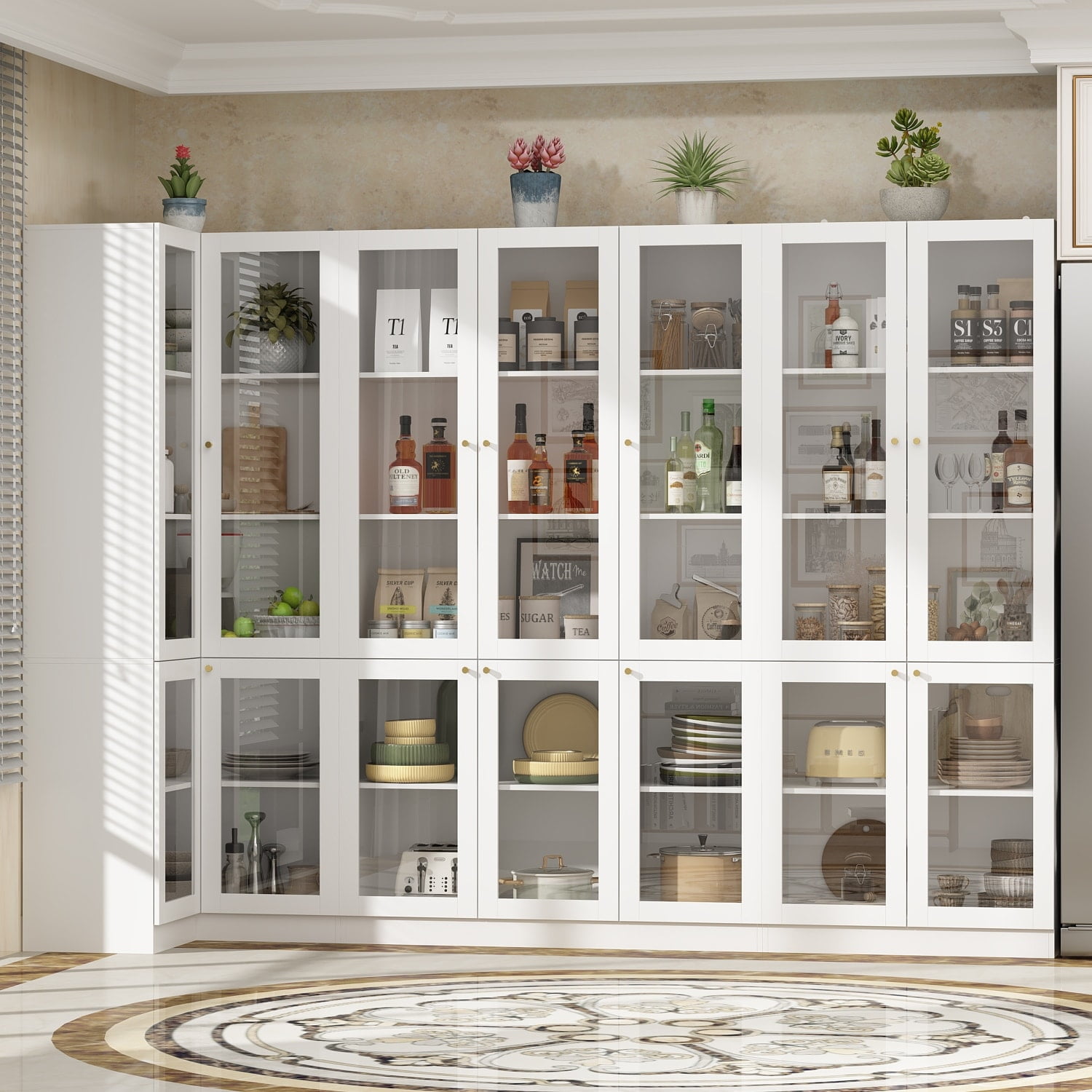Modular Kitchen Utility Buffet,Large Cupboard Pantry Display Case 31.5 ...