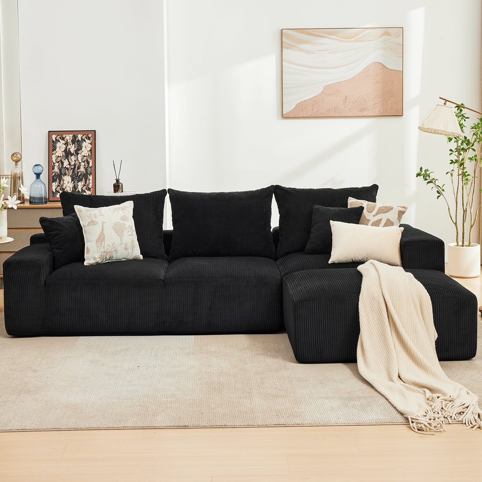 Modular L-Shaped Cloud Sofa – 110" Convertible Chenille Sectional w ...