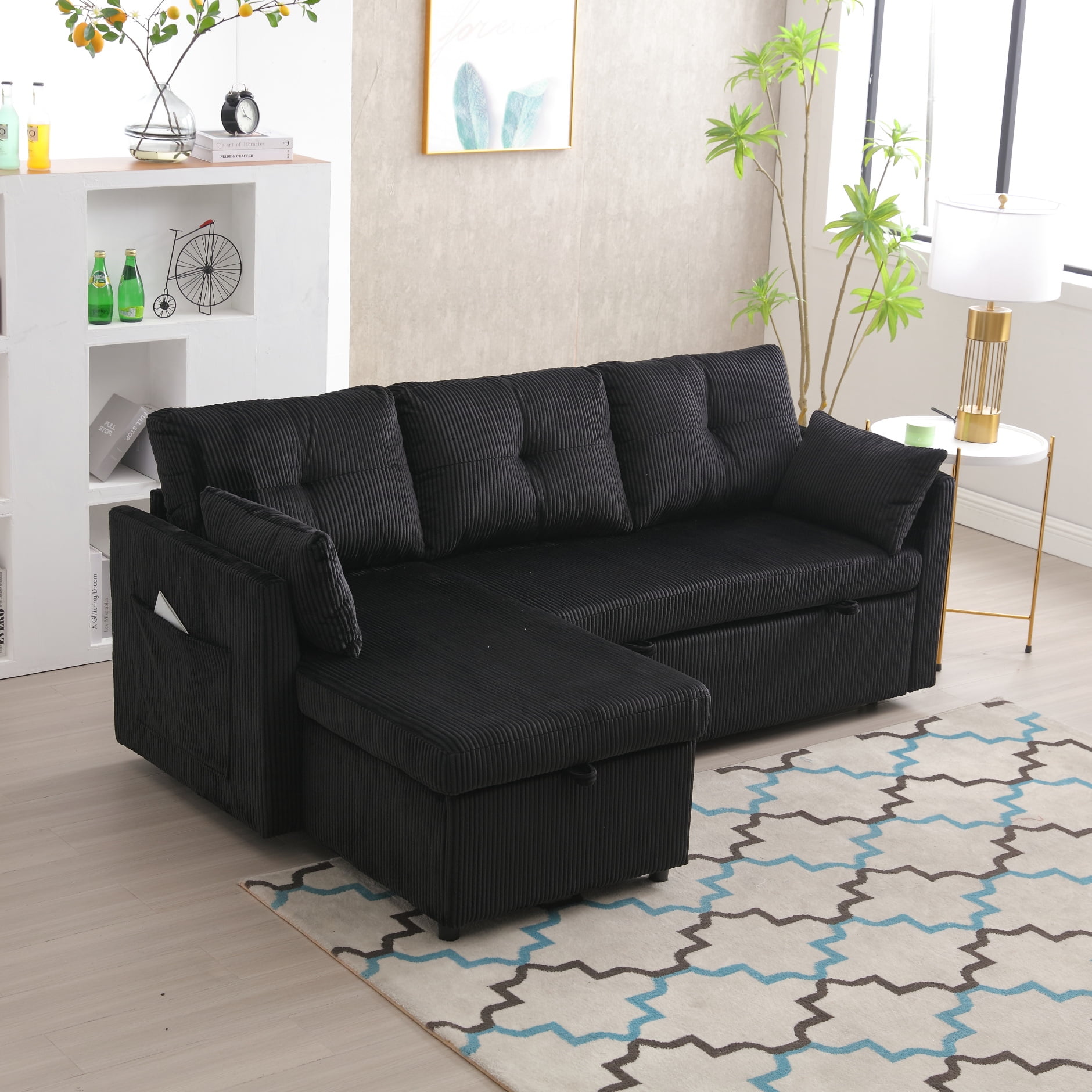 Modular L-Shaped Sofa,Modular Sofa Bed with Reversible Chaise Lounge ...