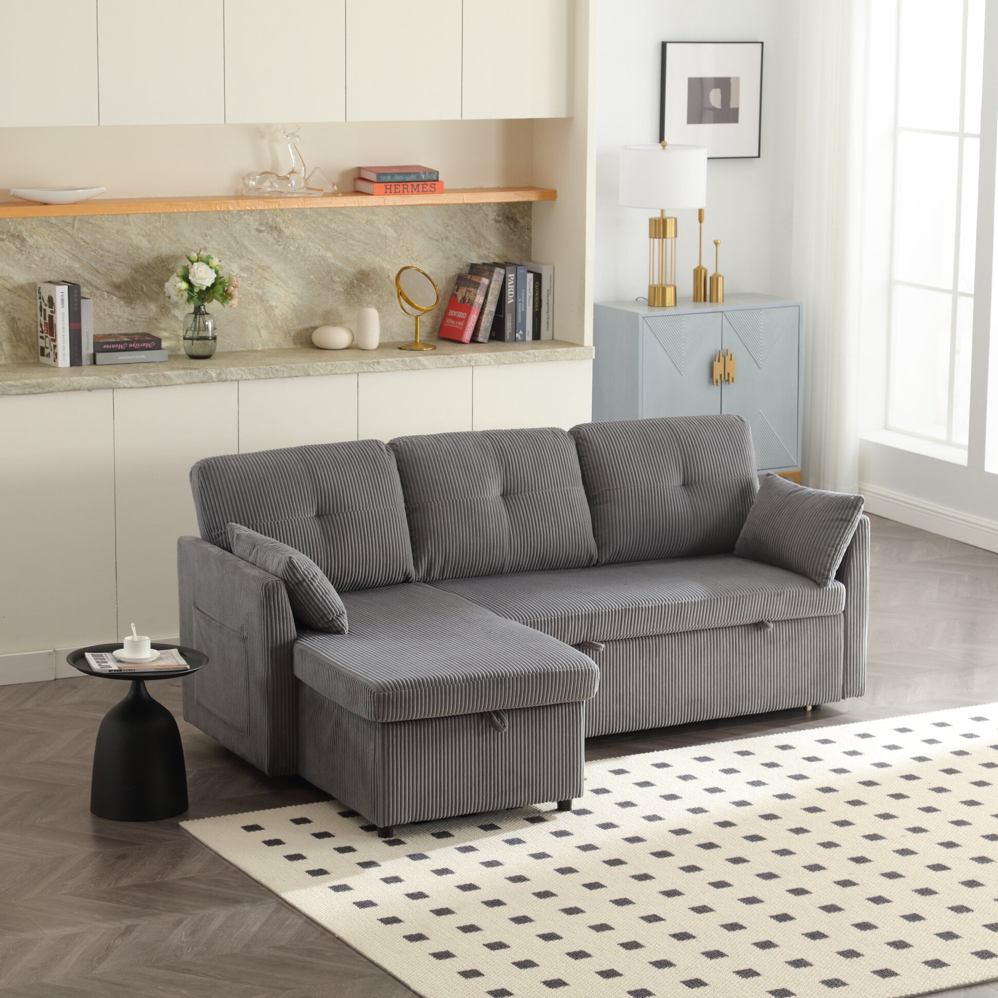 Modular L-Shaped Sofa,Modular Sofa Bed with Reversible Chaise Lounge ...