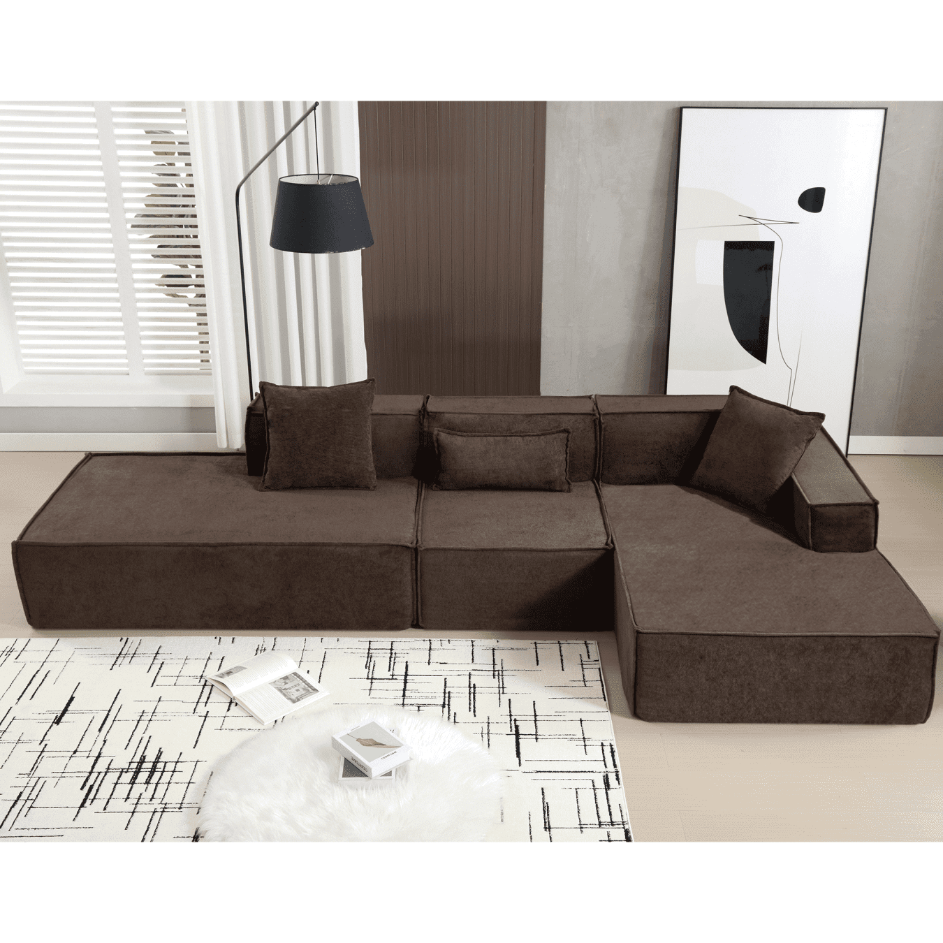 Modular L-Shaped Sofa Set - Modern Minimalist Tofu Block Design, Terry ...