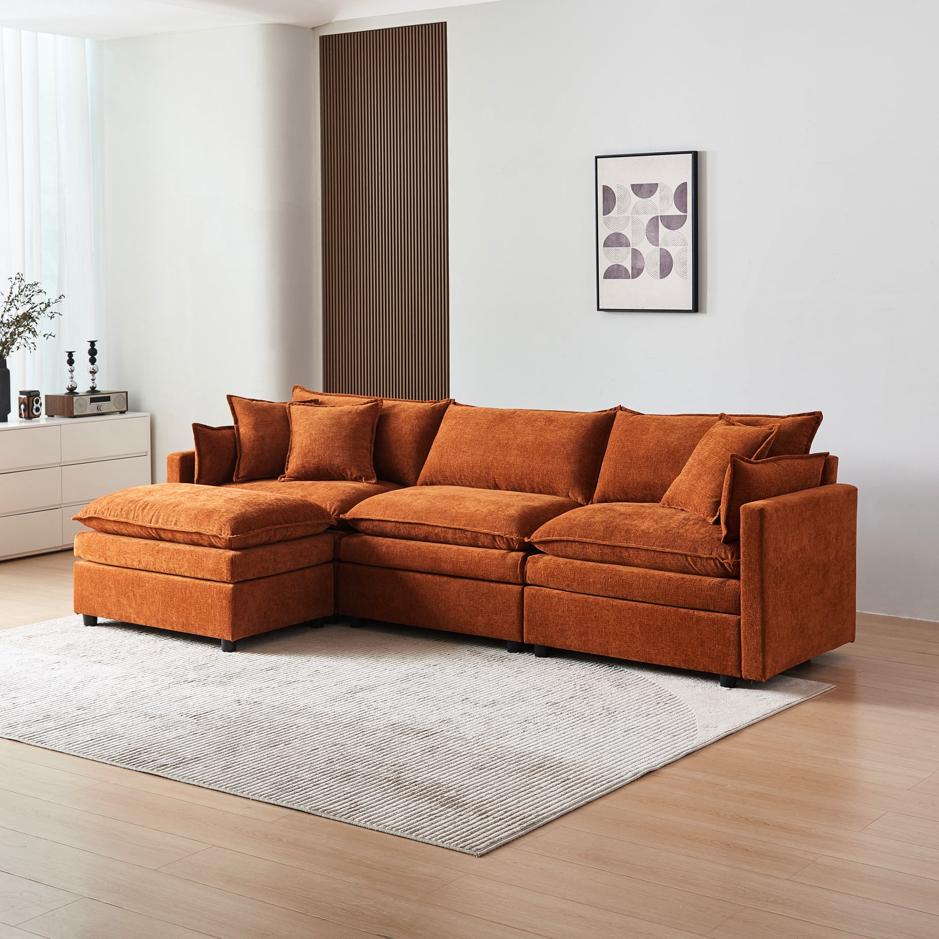 Modular L-shaped Couch With , Chenille Fabric. Relax In Style Comfy ...