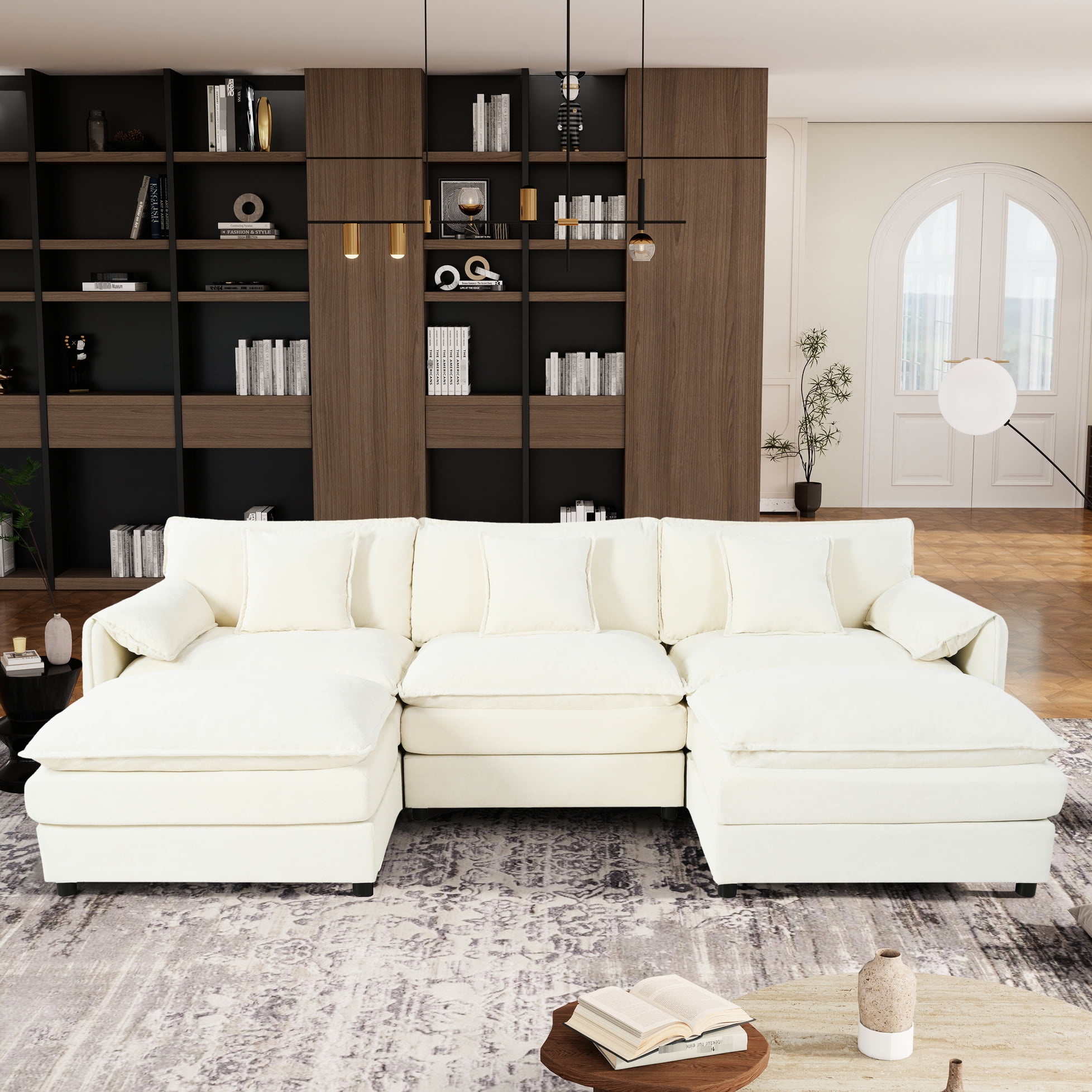 Modular Living Room Feature - U Shaped Beige Chenille, 3 With 2 ...