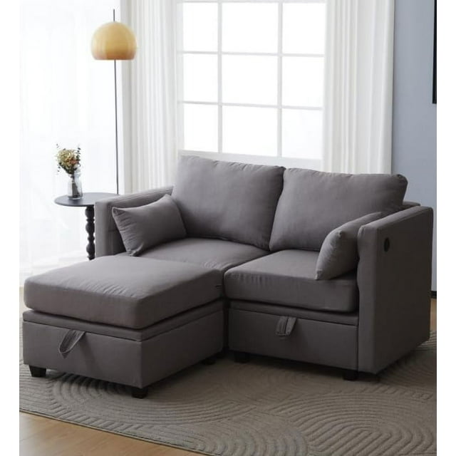 Modular Loveseat 3 Seater with Storage Sectional Sofa for Small Spaces ...