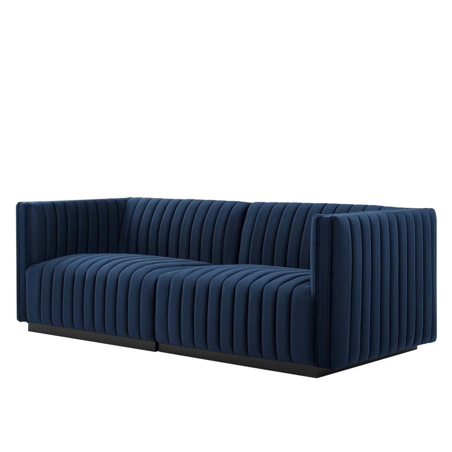 Modular Loveseat Sofa Couch, Blue Navy, Velvet, French Living Lounge ...