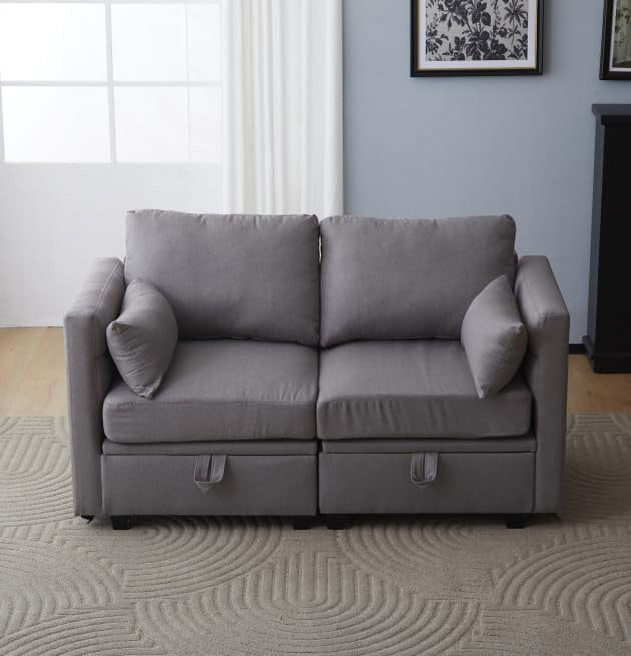 Modular Loveseat with Storage Sectional Sofa for Small Spaces with USB ...