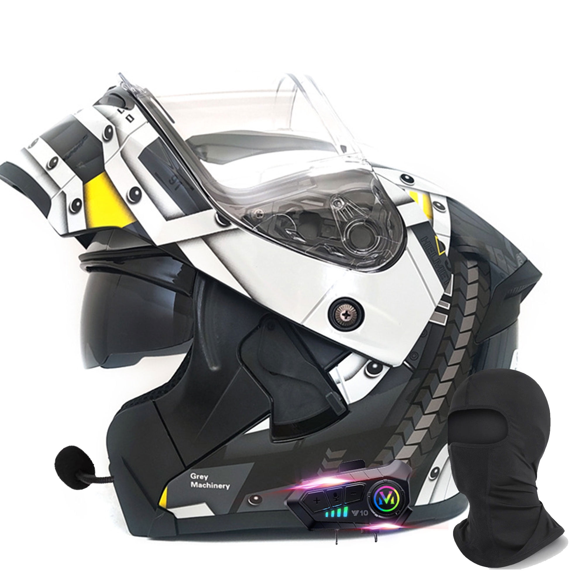 Modular Motorcycle Helmet Bluetooth Full Face Helmet, DOT Approved Full Face Flip Up Anti-Fog ...