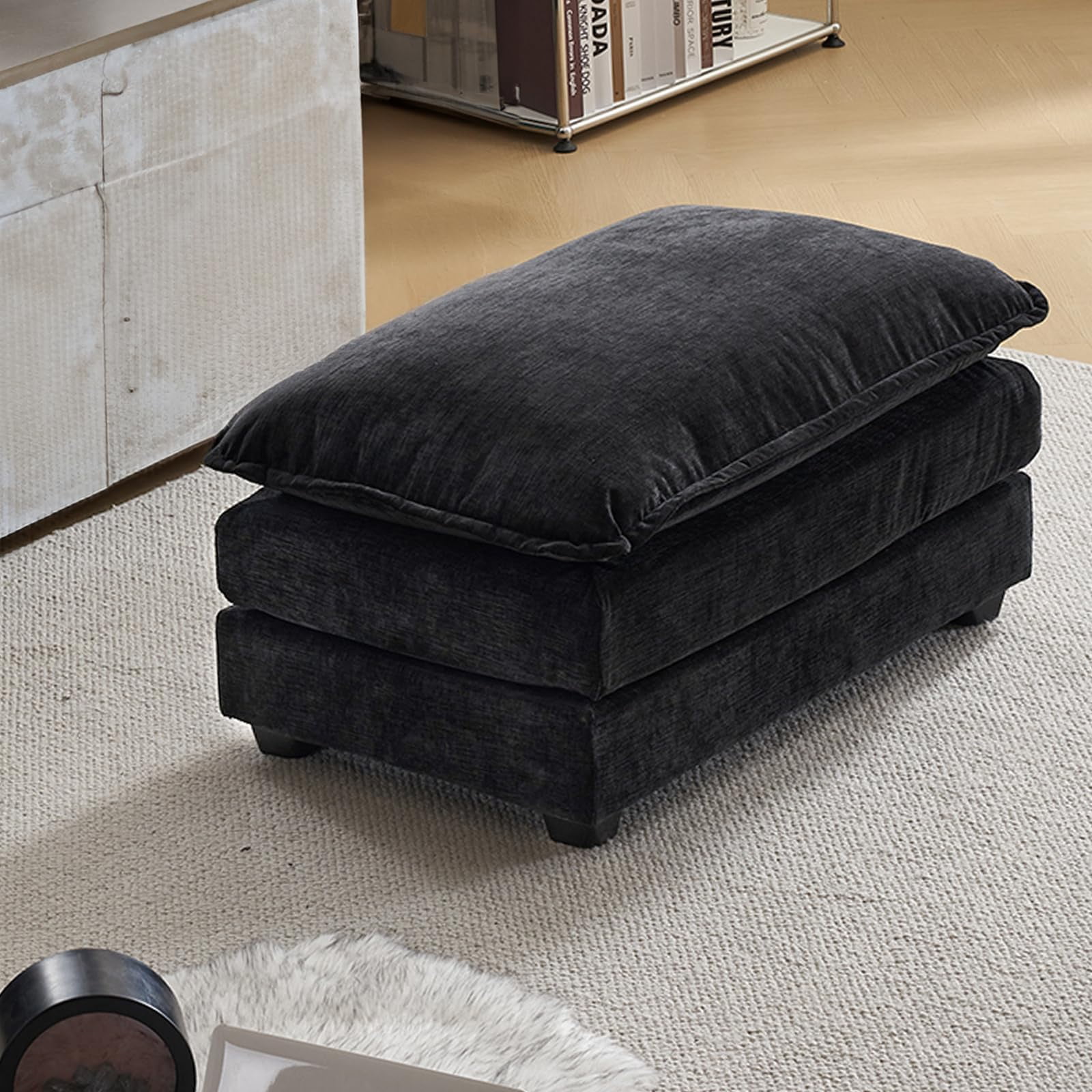 Modular Ottoman for Sectional Sofa, Chenille Comfy Upholstered ...