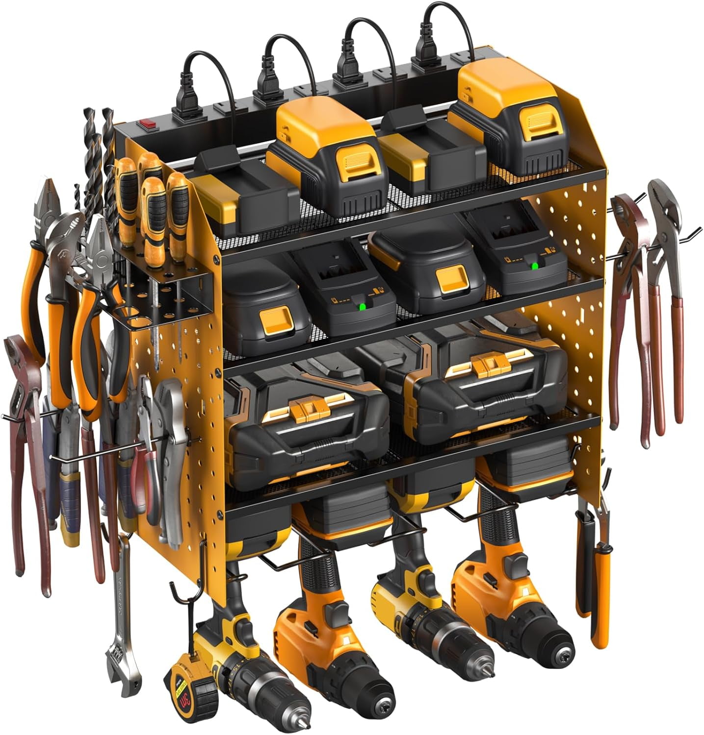 Modular Pegboard Rack Power Tool Organizer with Charging Station. 4 ...