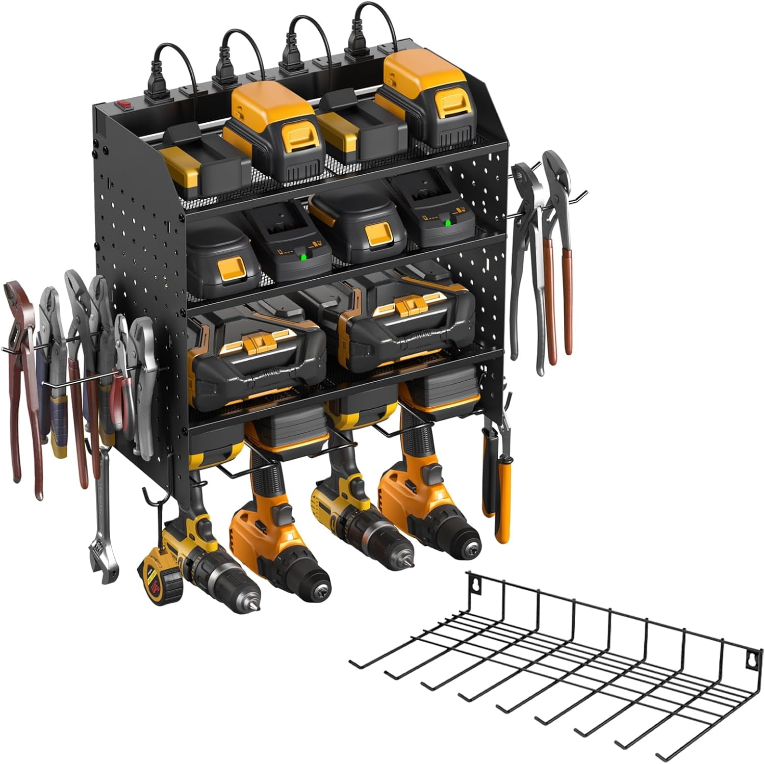 Modular Power Tool Organizer with Charging Station. 4 Layer Wall Mount ...