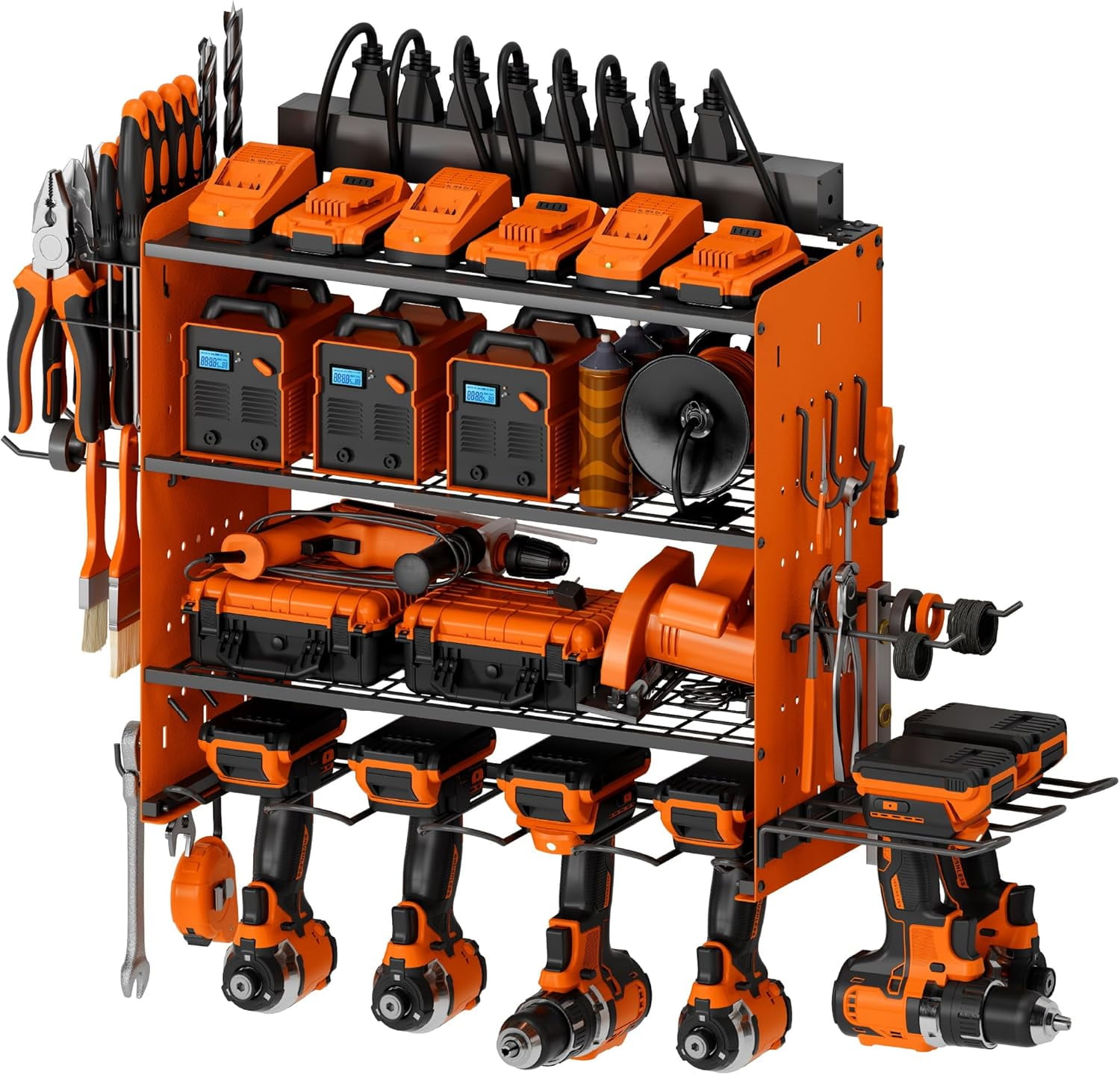 Modular Power Tool Organizer with Charging Station, Wall Mount Garage ...