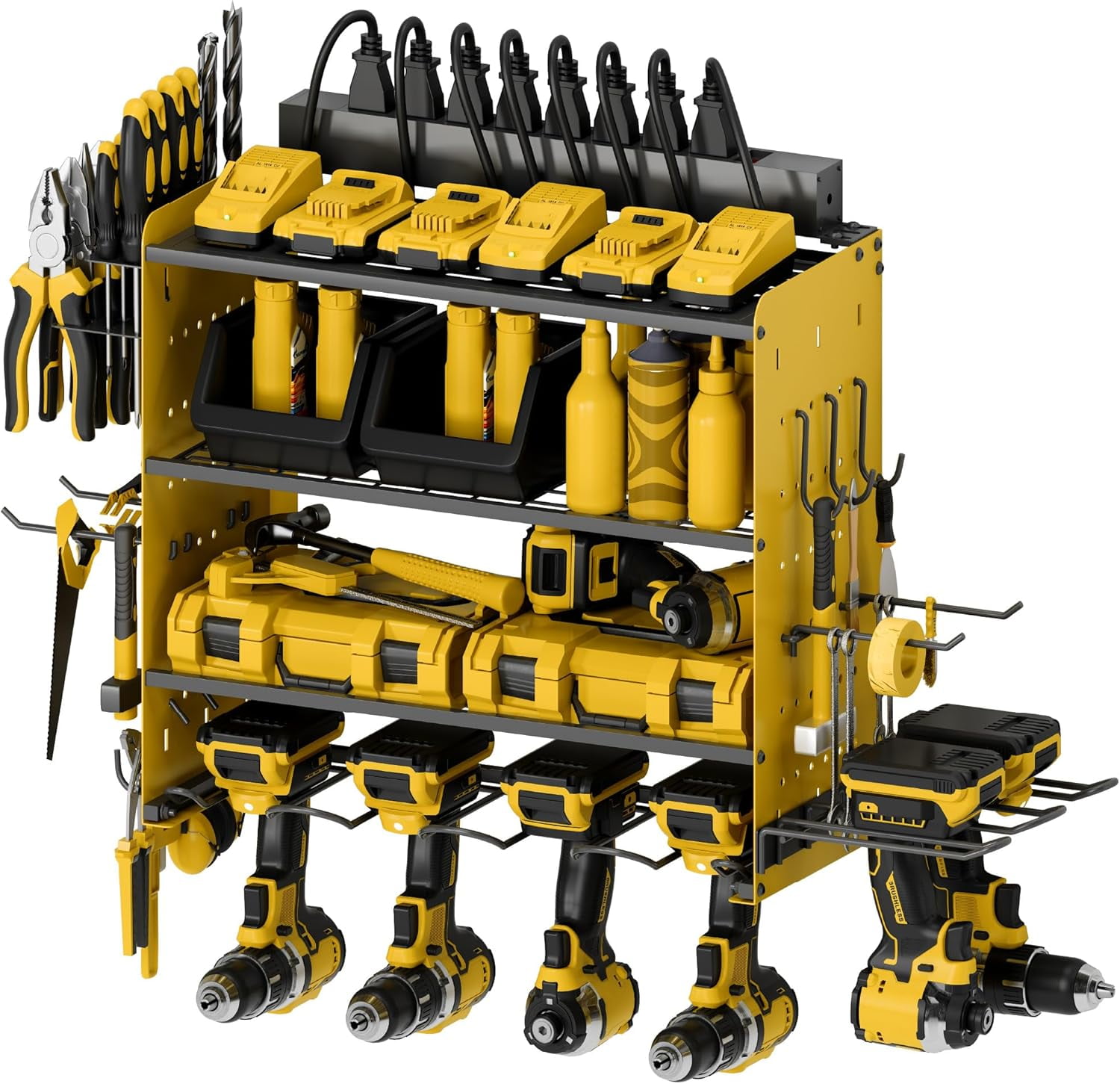 Modular Power Tool Organizer with Charging Station, Wall Mount Garage ...