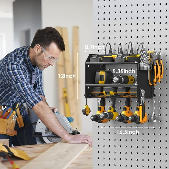 Modular Power Tool Organizer Wall Mount with Charging Station. Garage ...
