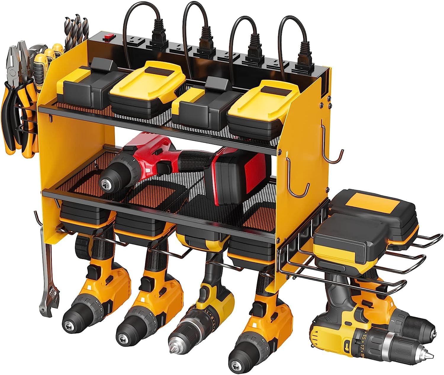 Modular Power Tool Wall Mount Charging Station, Yellow 6 Drills Holder ...