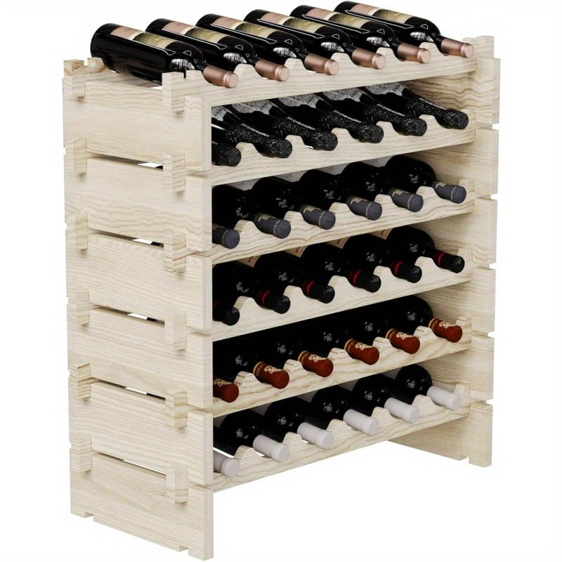 Modular Real Wood Wine Storage Racks - Stackable Free Standing Floor ...