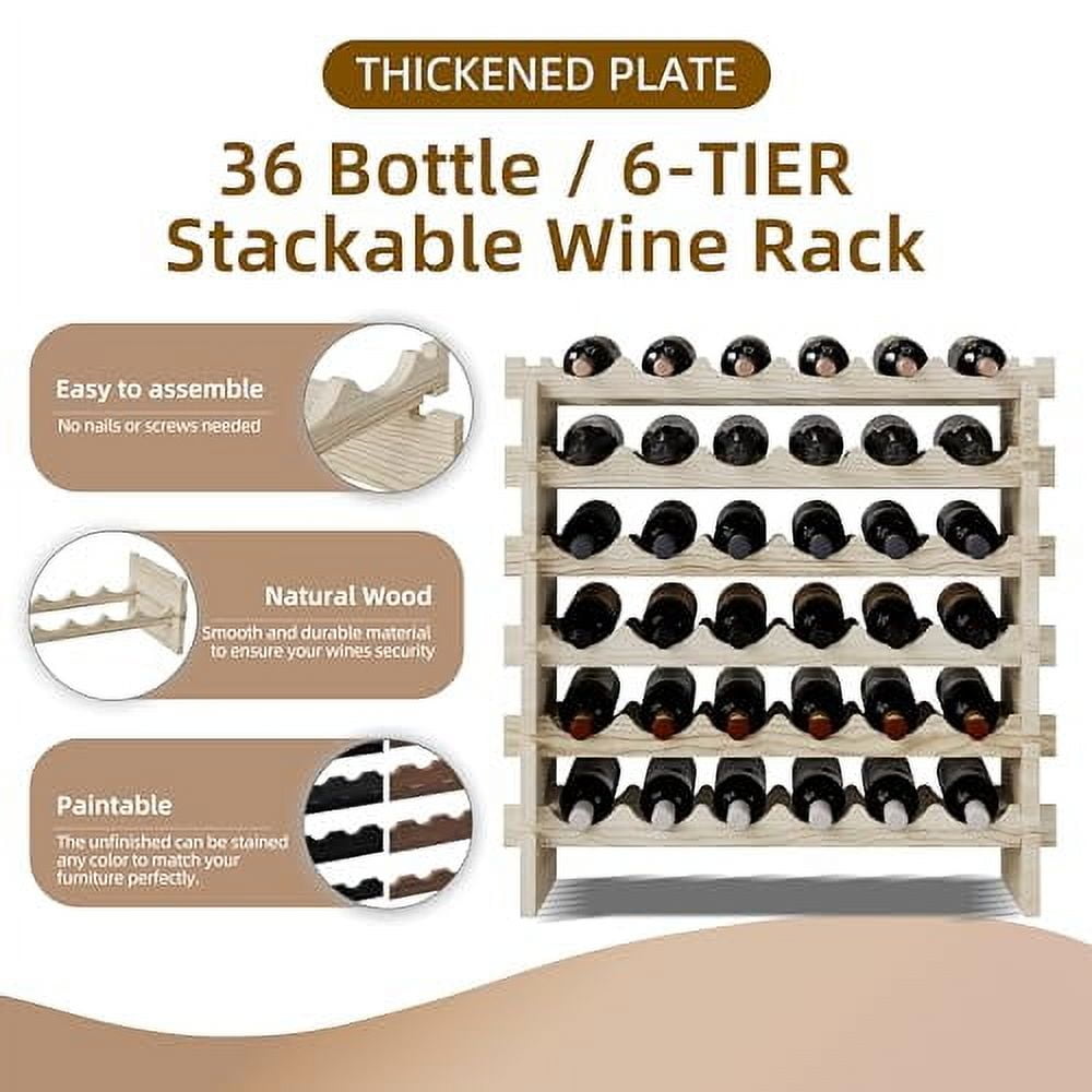 Modular Real Wood Wine Storage Racks - Stackable Free Standing Floor ...