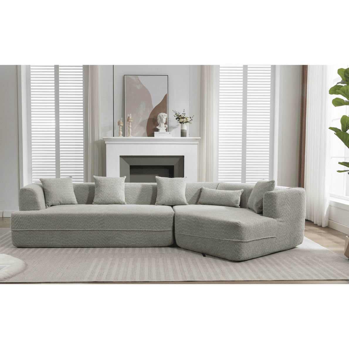 Modular Round Fiber Fabric Sofa, Modern Minimalist Style Sofa with ...