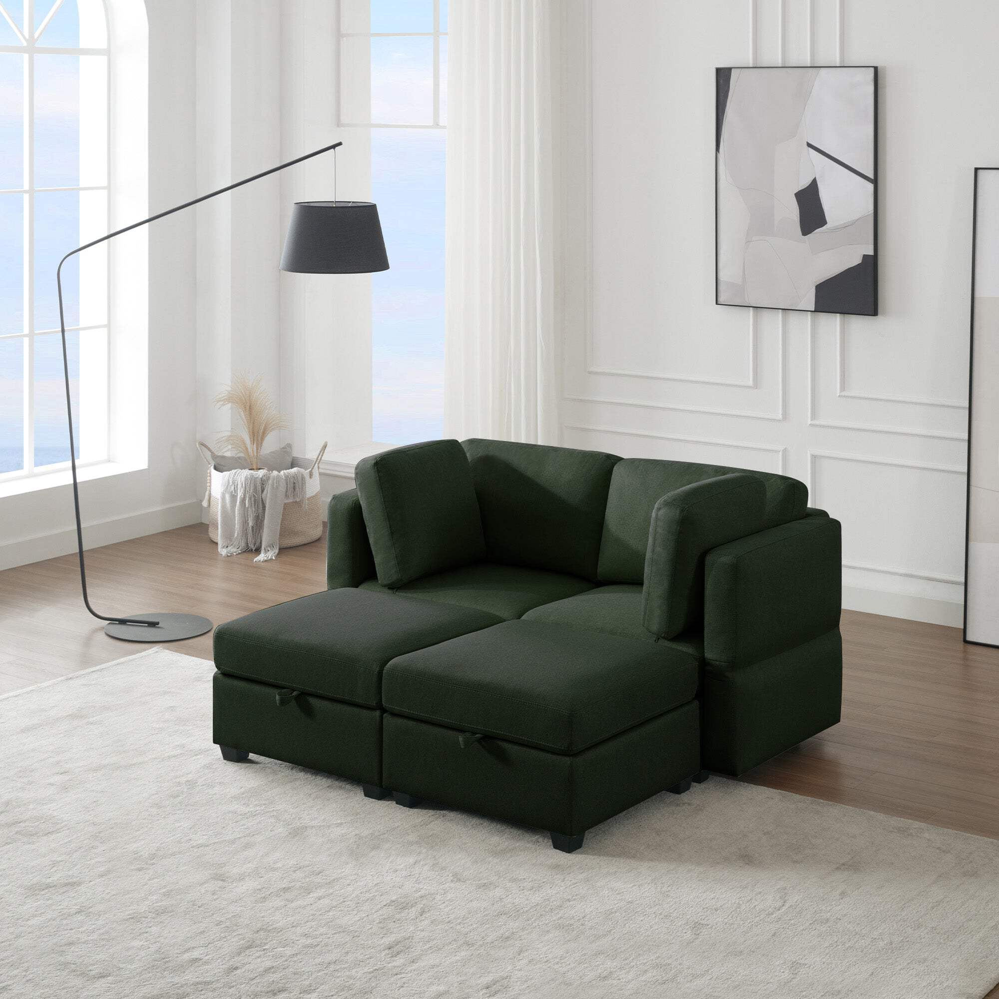 Modular Sectional 2 Seater Sofa With 2 Ottomanssleeper Sofa Bed Modular ...