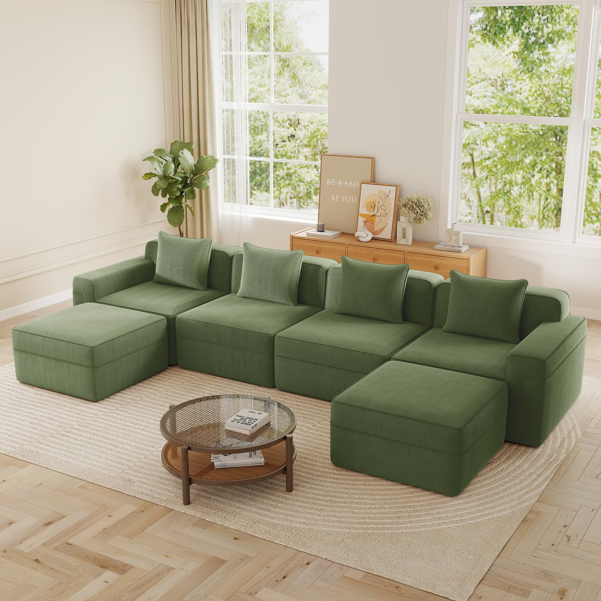 Modular Sectional Cloud Couch, 153.5'' Boneless Couch Sofa with Deep ...