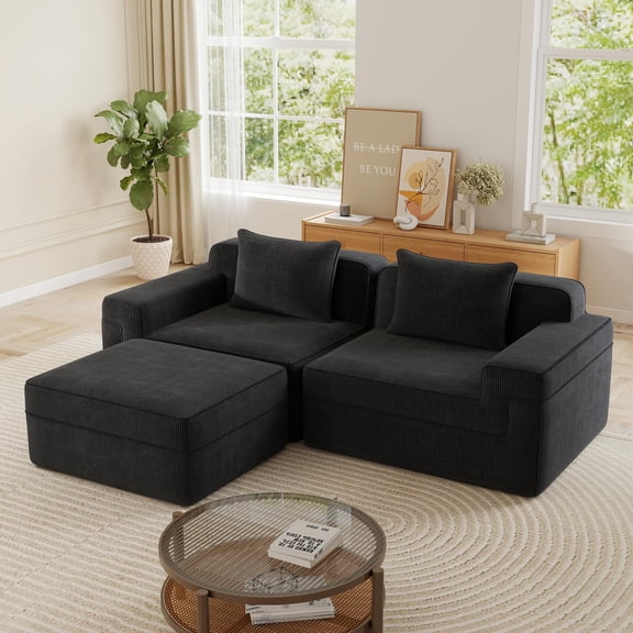 96/106 Inch L-Shaped Cloud Sectional Couch with Chaise, Boneless ...