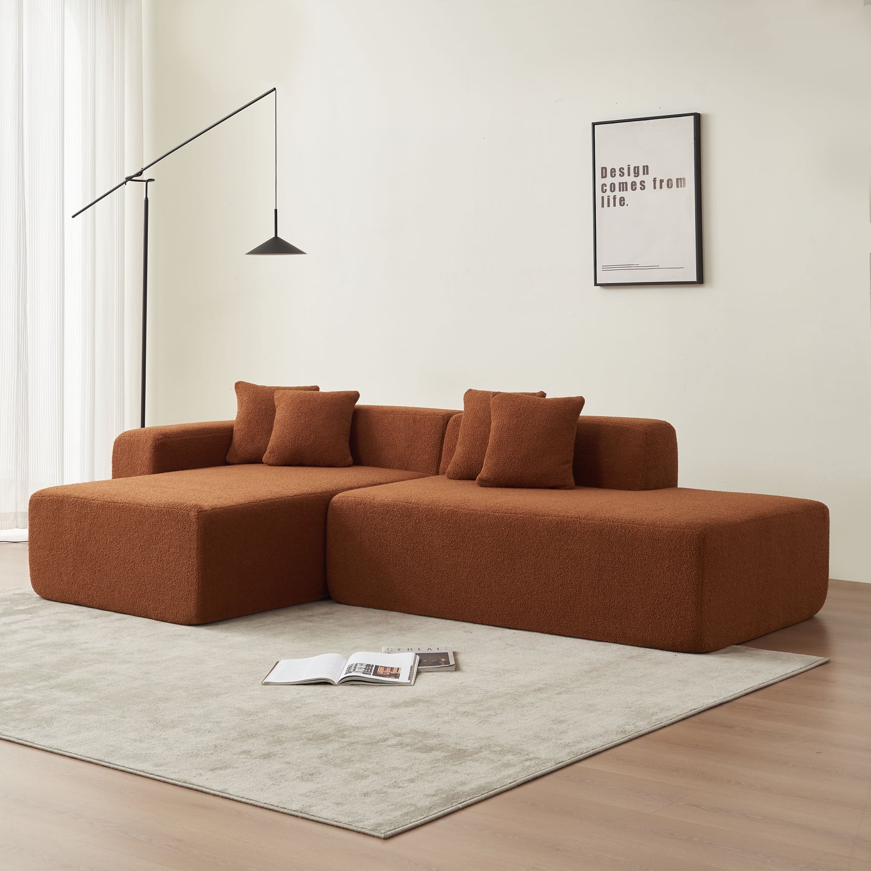 Modular Sectional Couch,Lambswool Fabric Modern L-Shape Sofa with ...