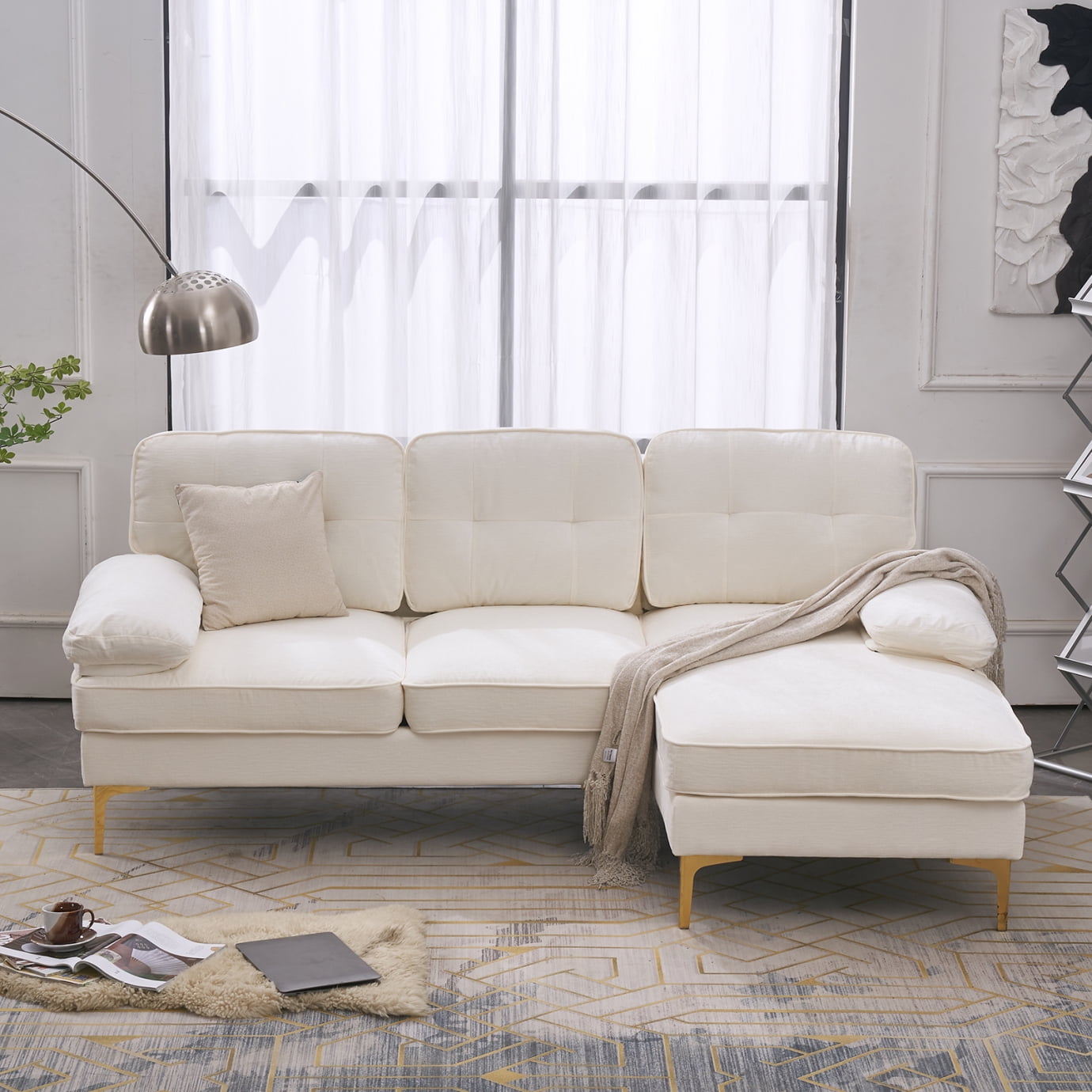 Modular Sectional Couch with Metal Legs and Anti-skid Pads, L-Shaped ...