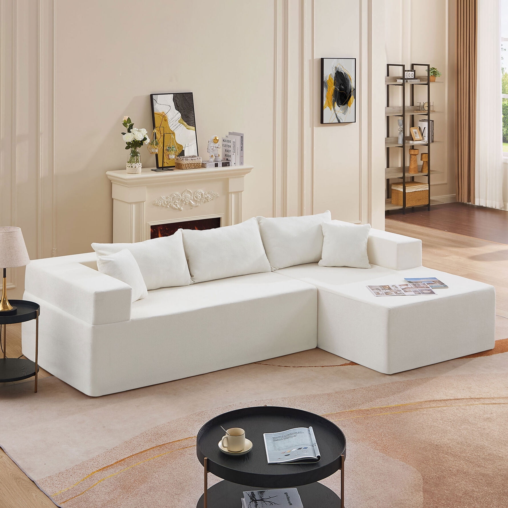 Modular Sectional Couch Set with 5 Pillows, L-Shape Free Combination ...