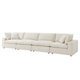 Modular Sectional Deep Sofa Set, Beige, Fabric, Modern Contemporary ...